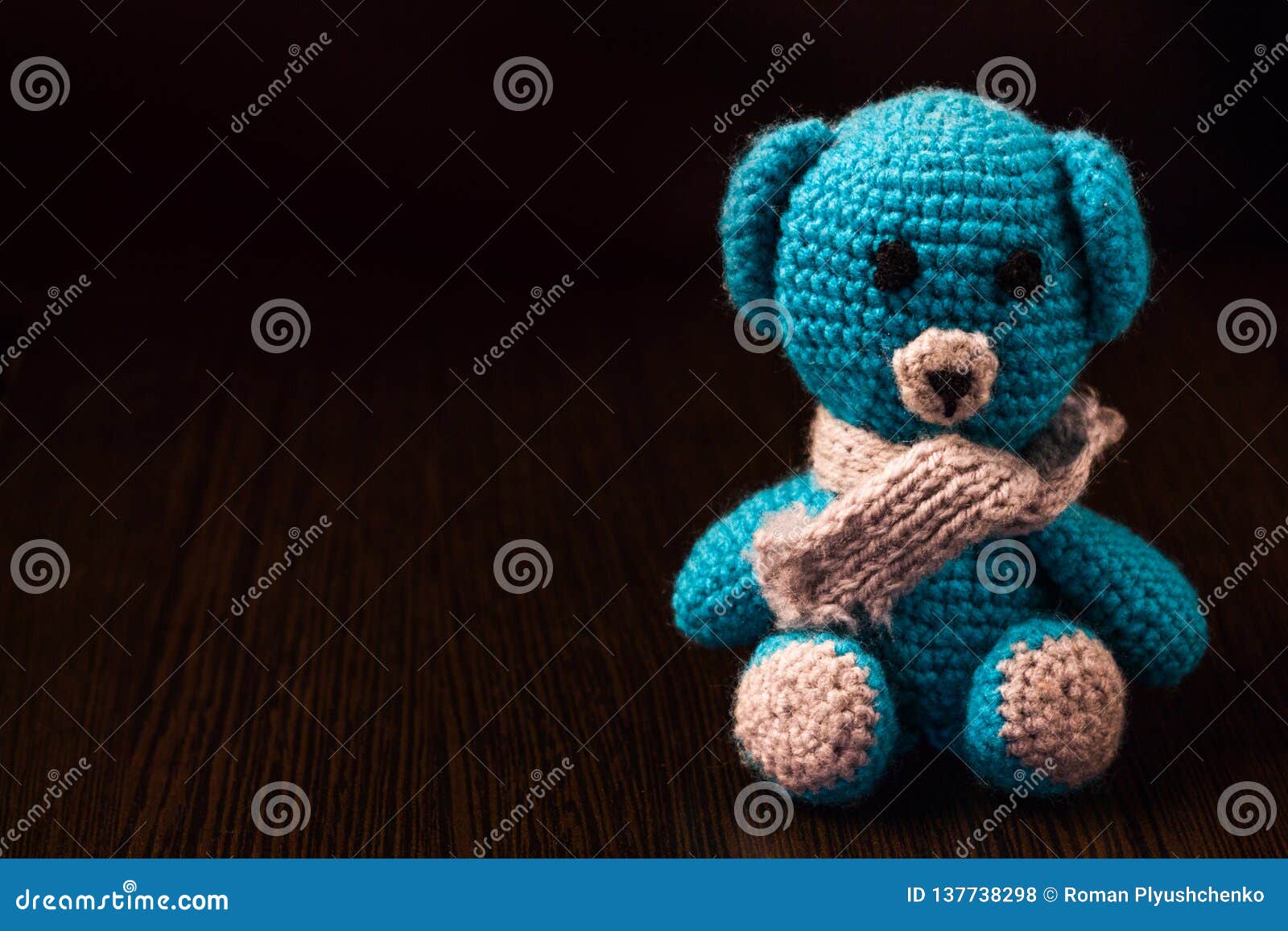Homemade Knitted Bear on the Table Stock Photo - Image of desktop ...