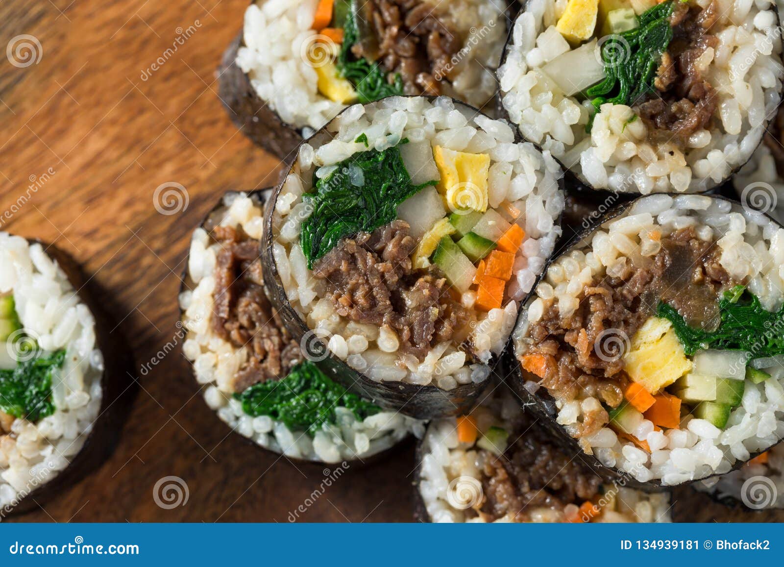 Homemade Korean Kimbap Rice Rolls Stock Image - Image of roll, slice ...