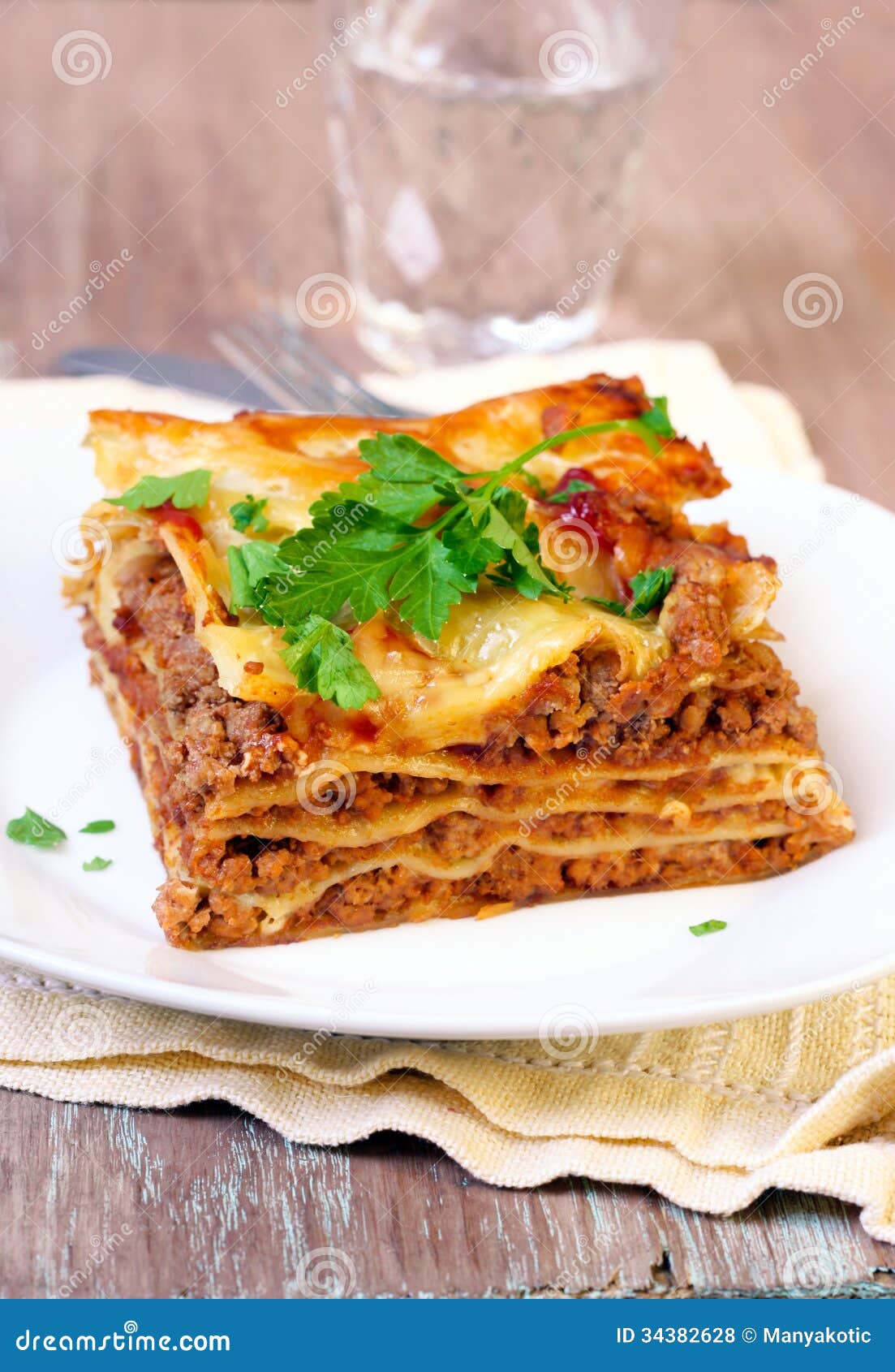 Homemade lasagna on plate stock photo. Image of italian - 34382628