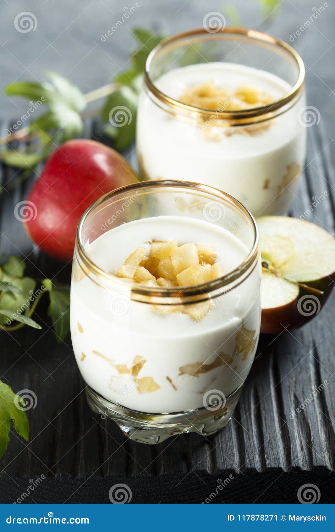 Homemade Layered Dessert with Apples Stock Image - Image of food ...