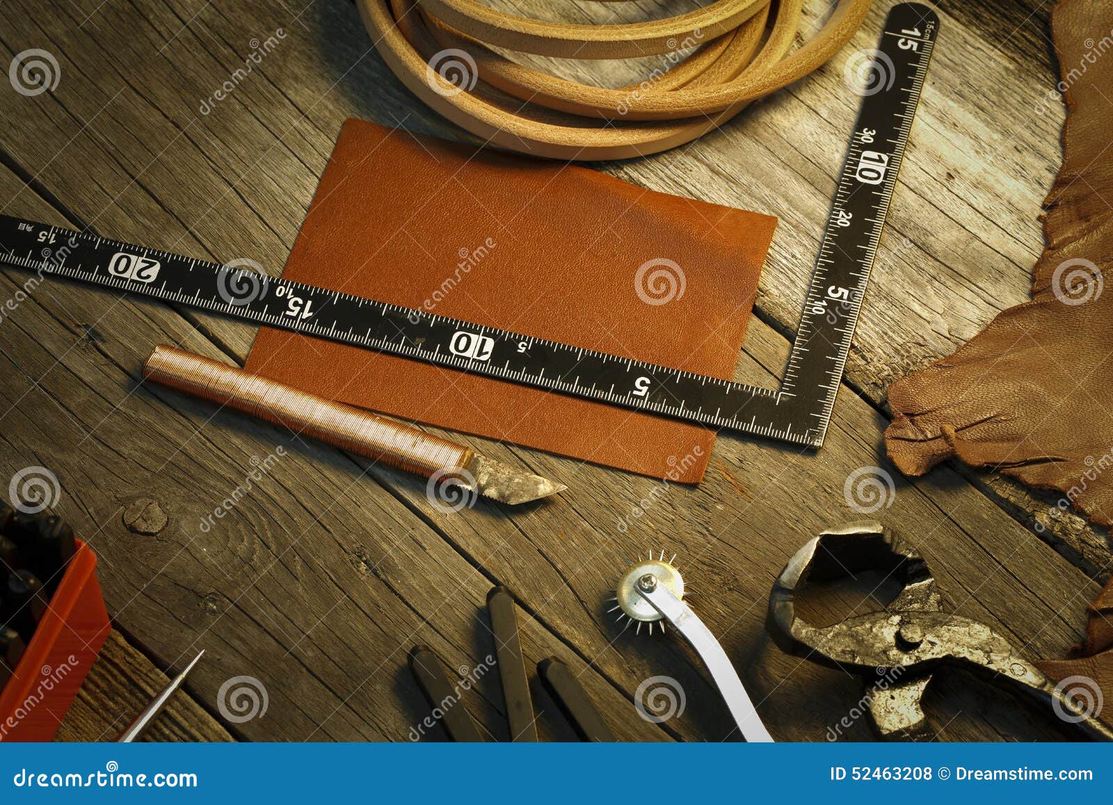 Homemade Leather Craft Tool and Accessories Stock Photo - Image of ...