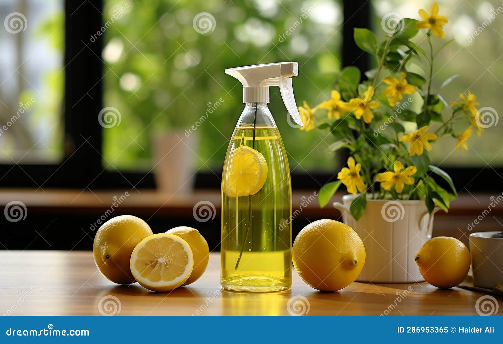 Homemade Lemon Cleaner Spray. Generative AI Stock Image - Image of ...