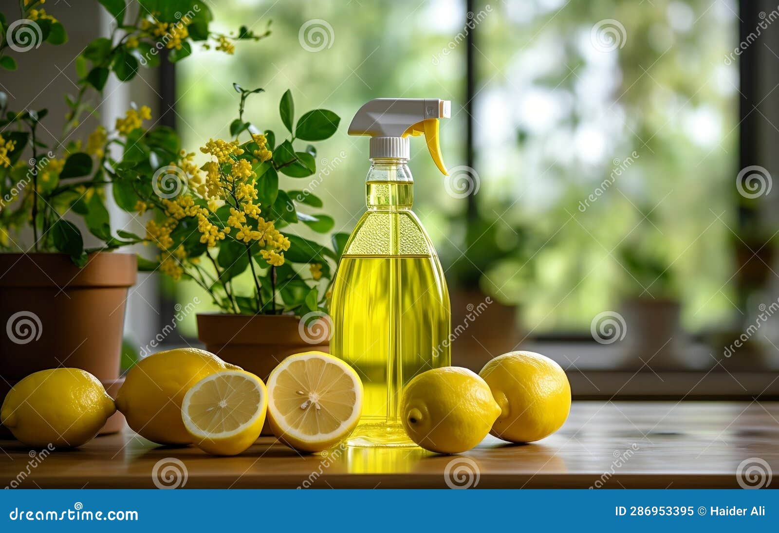 Homemade Lemon Cleaner Spray. Generative AI Stock Image - Image of ...