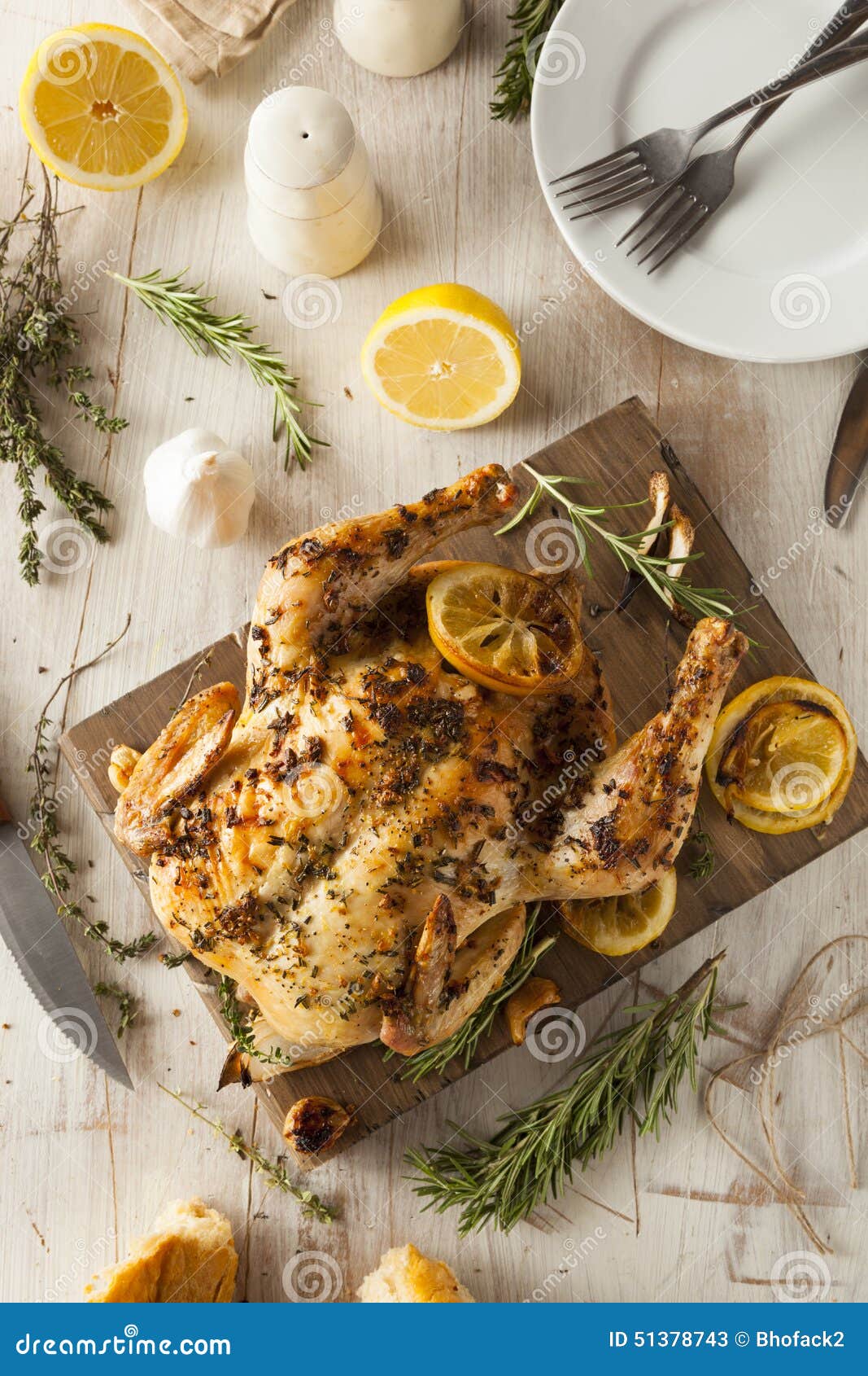 Homemade Lemon and Herb Whole Chicken Stock Image - Image of lemon ...