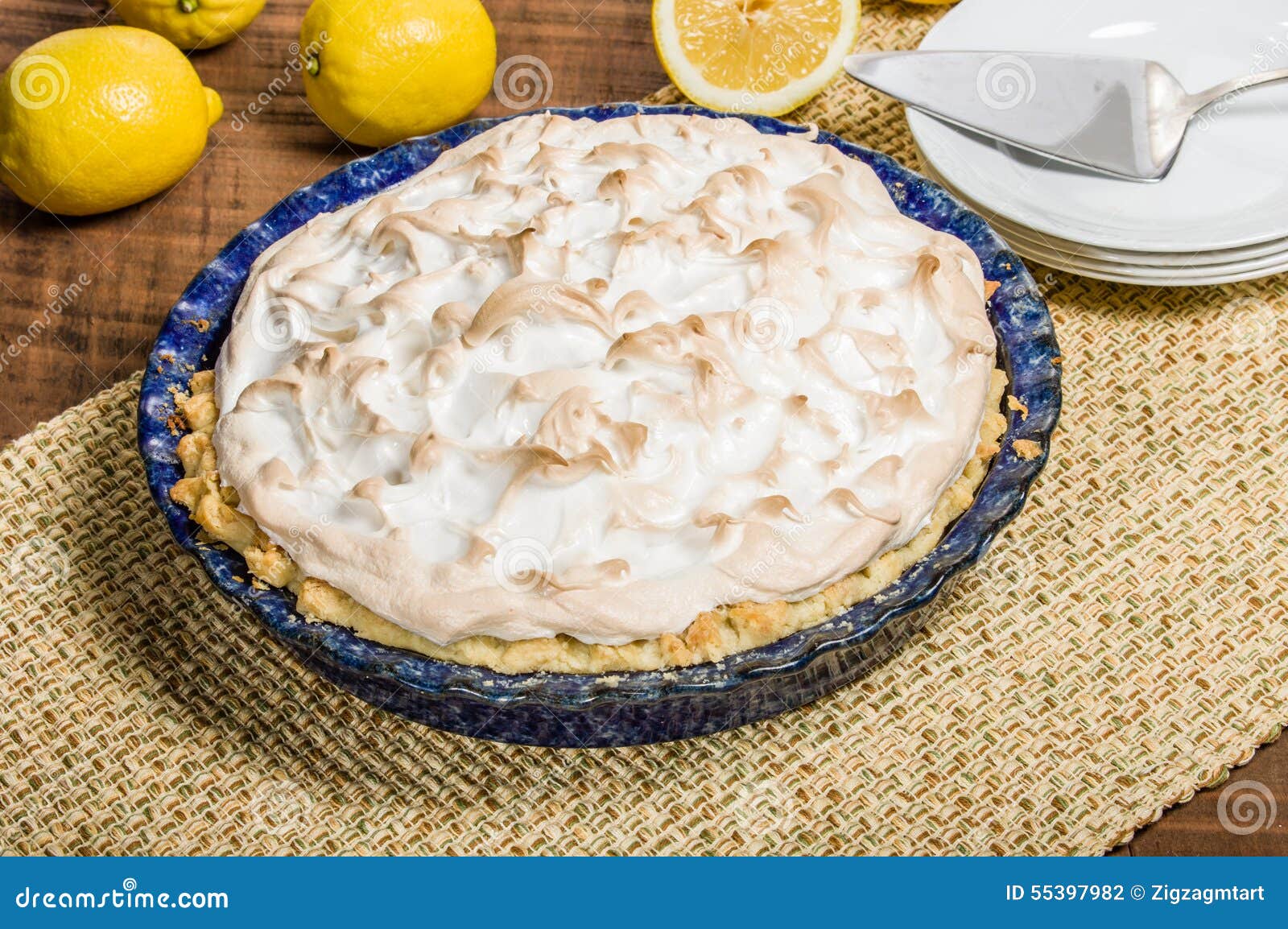 Homemade Lemon Meringue Pie with Lemons Stock Photo - Image of goods ...
