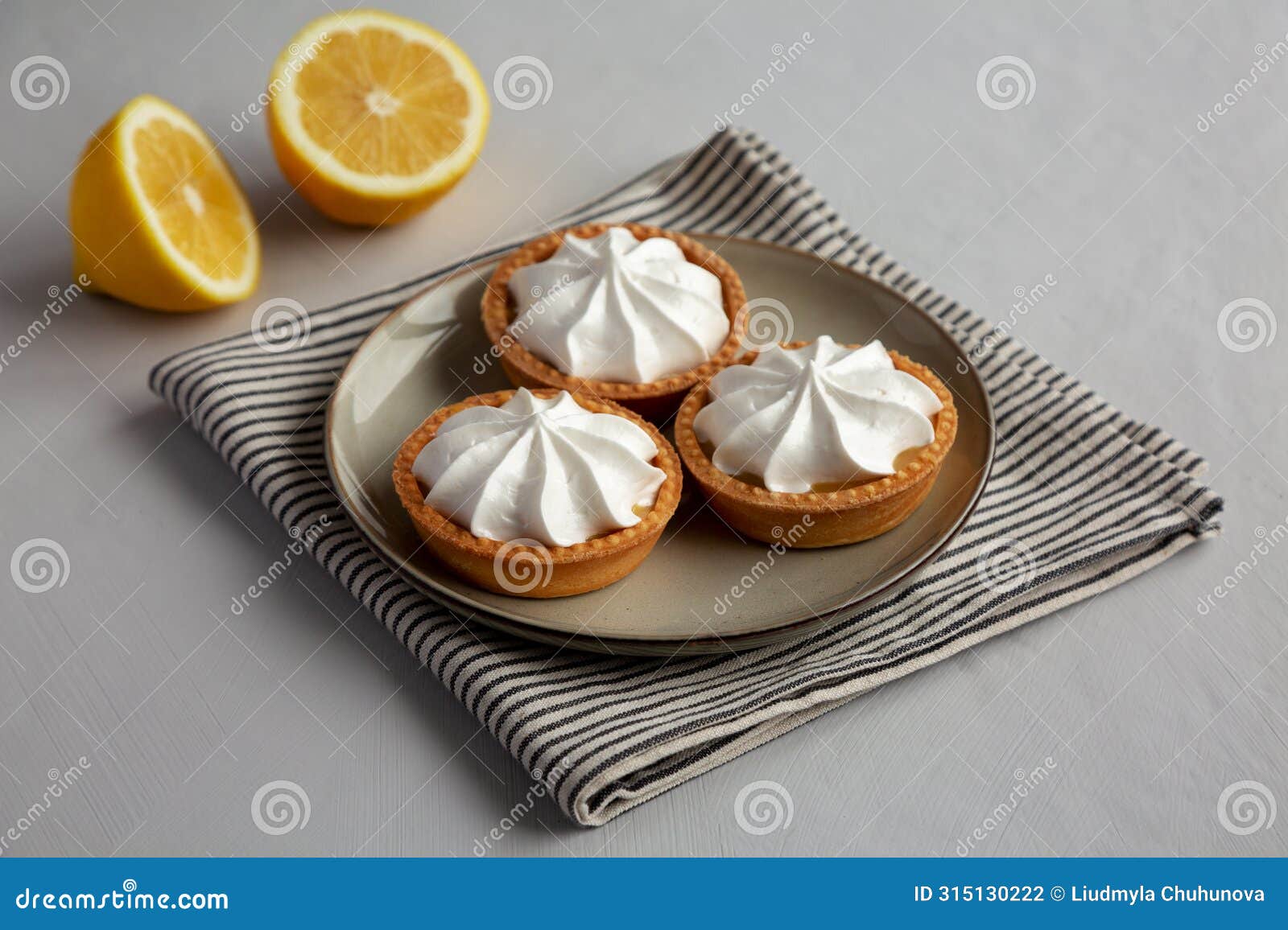 Homemade Lemon Tartlets on a Plate, Side View Stock Photo - Image of ...