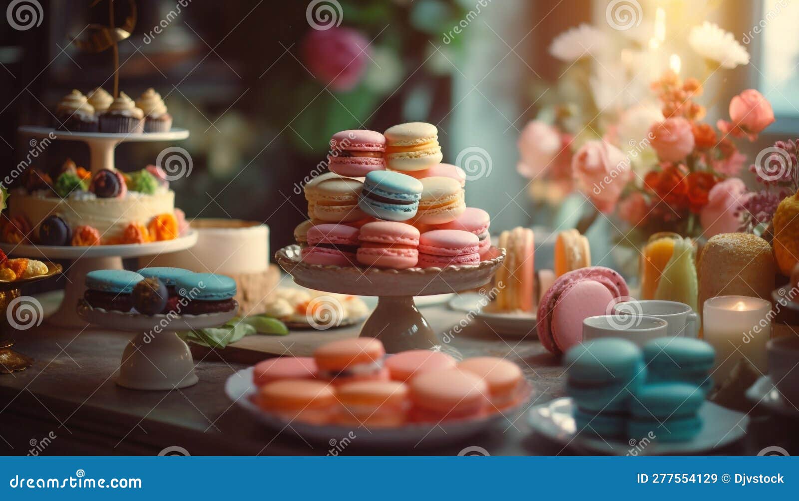 A Homemade Macaroon Buffet with Multi Colored Variations and Indulgent ...