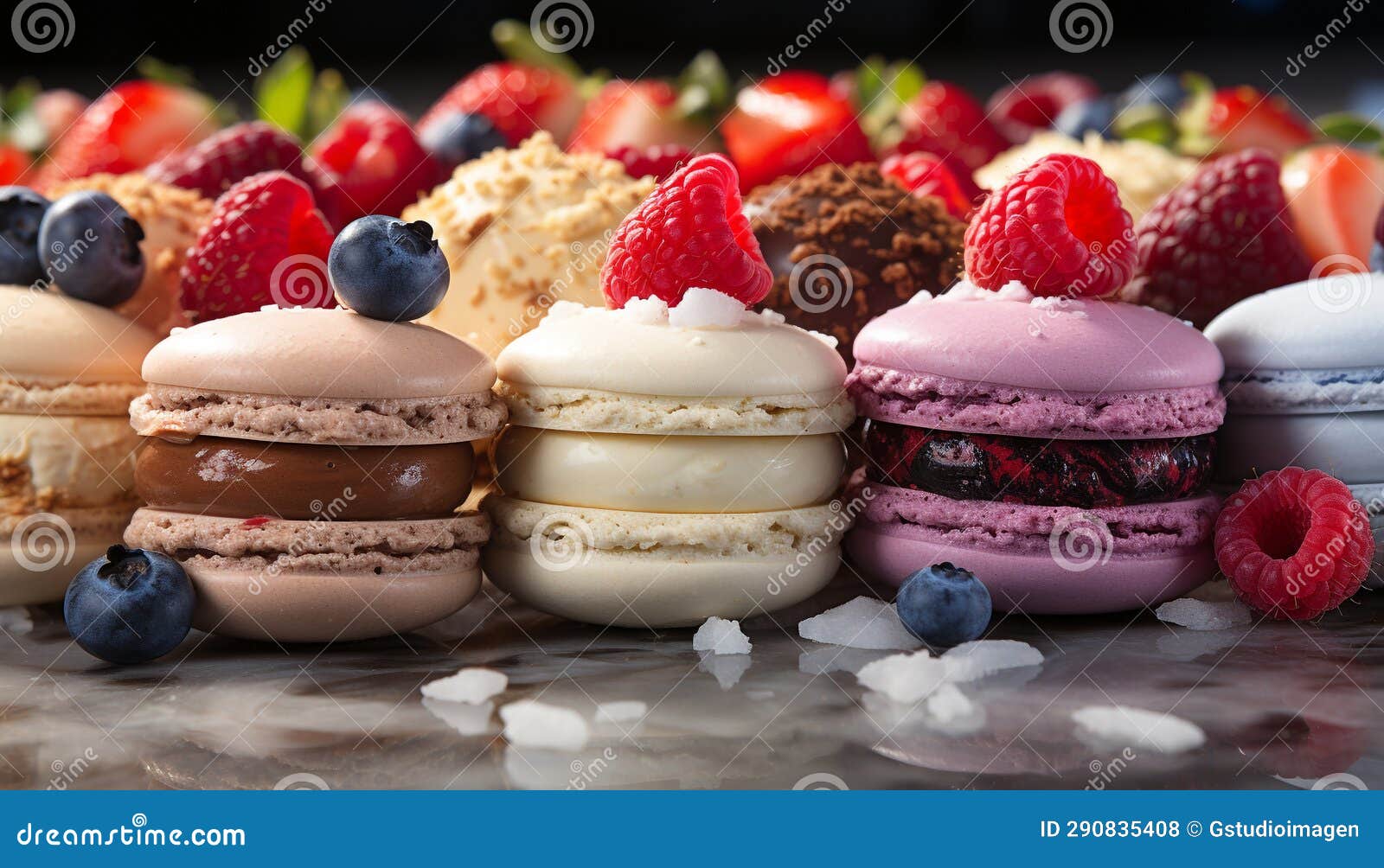 Homemade Macaroon Stack, a Sweet Indulgence on Wooden Table Generated ...