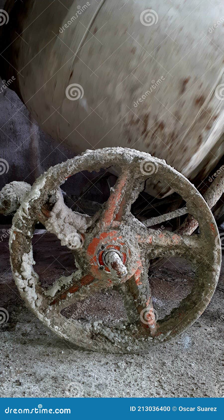 Homemade Machine Wheel To Prepare Construction Cement Stock Photo ...