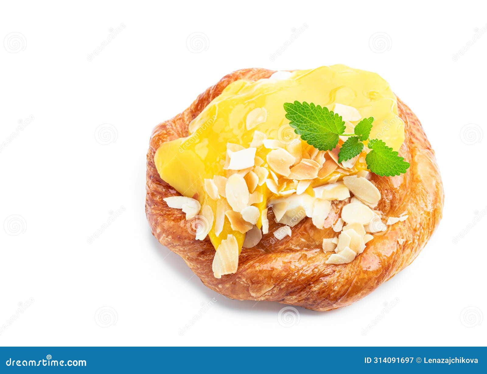 Homemade Mango Puff Pastry Bun Isolated on White Stock Image - Image of ...