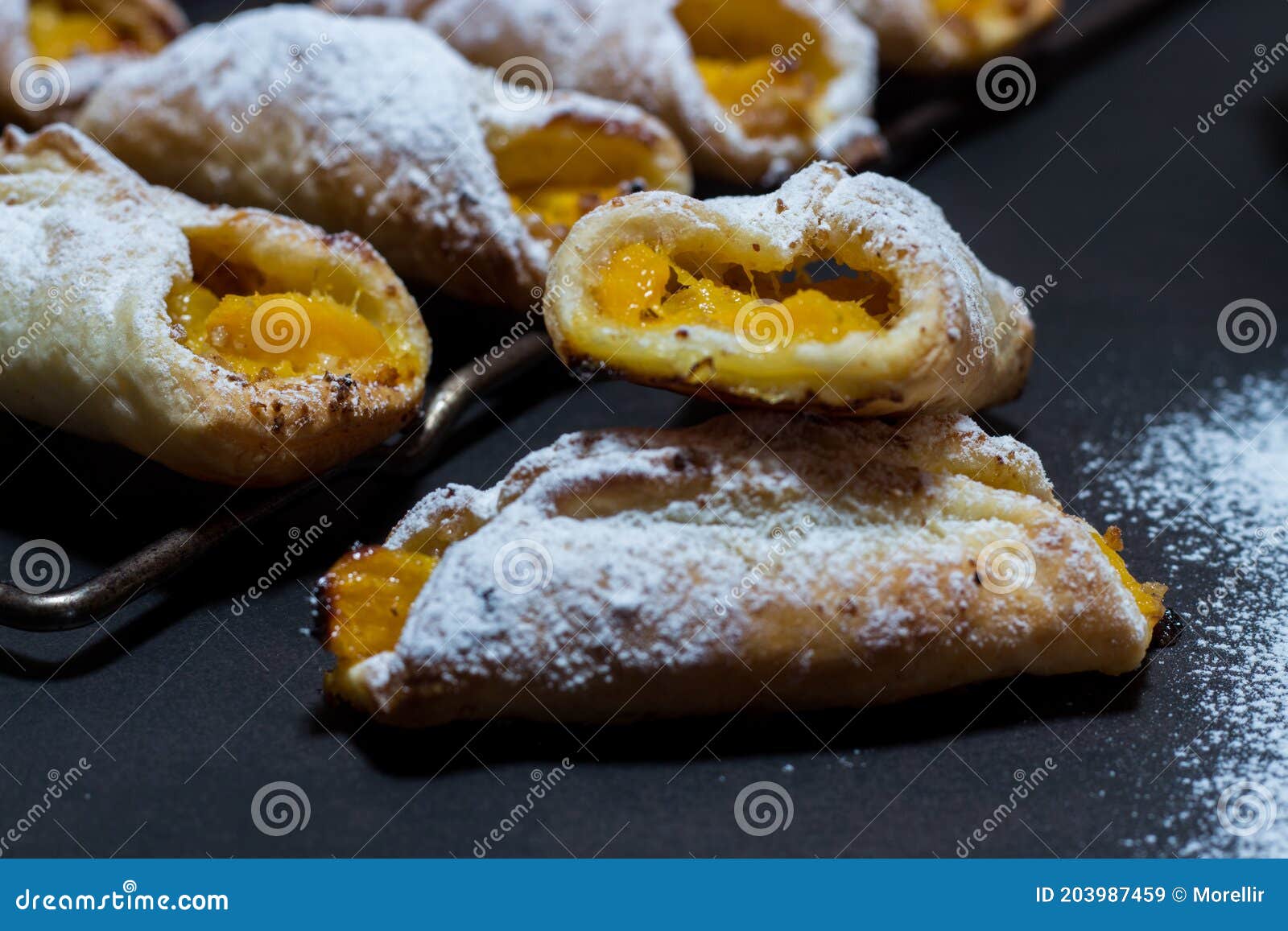 Homemade Mango Puff Pastry with Powdered Sugar Stock Image - Image of ...
