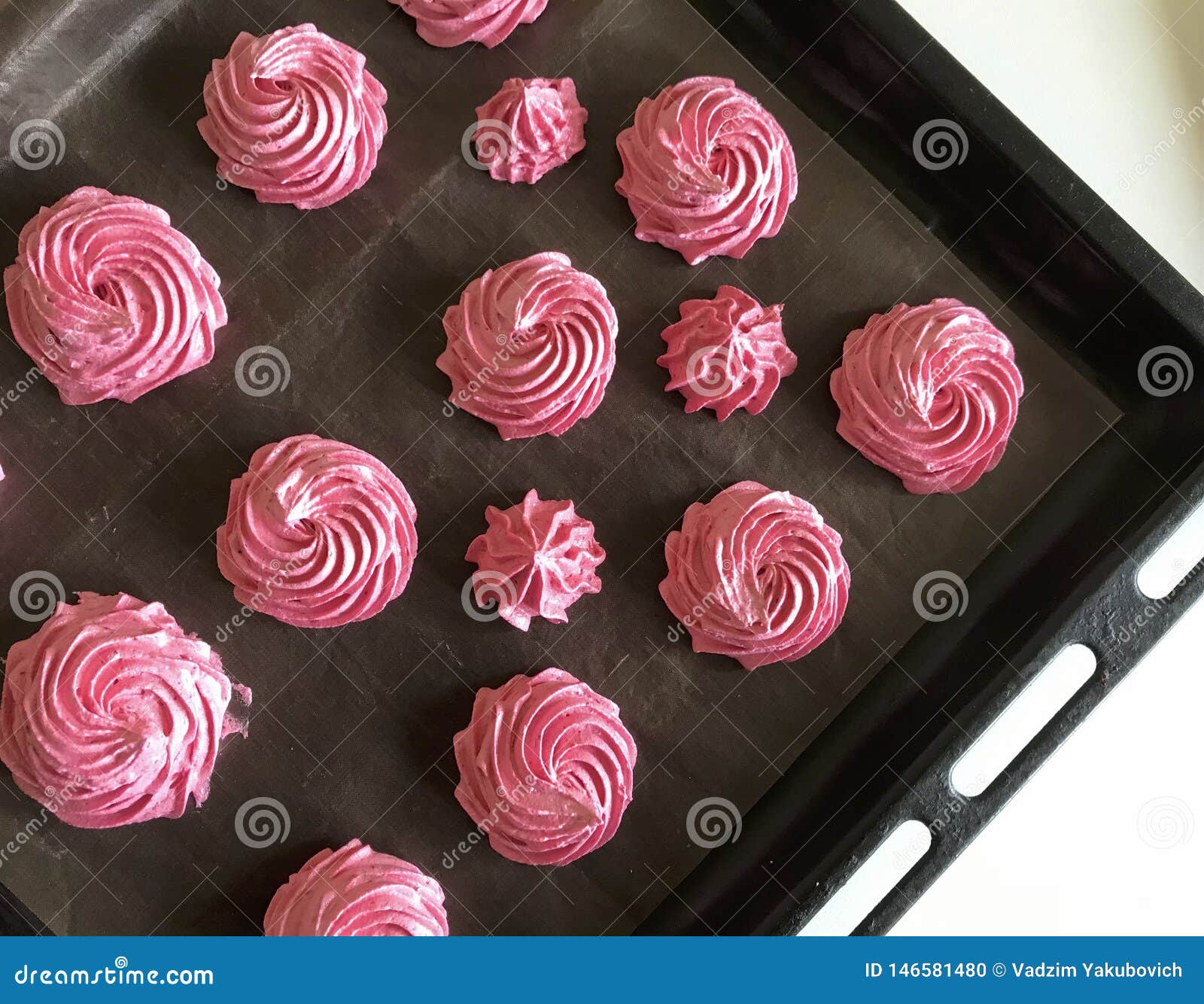 Homemade Marshmallow. Marshmallow is Laid on a Baking Tray Stock Photo ...