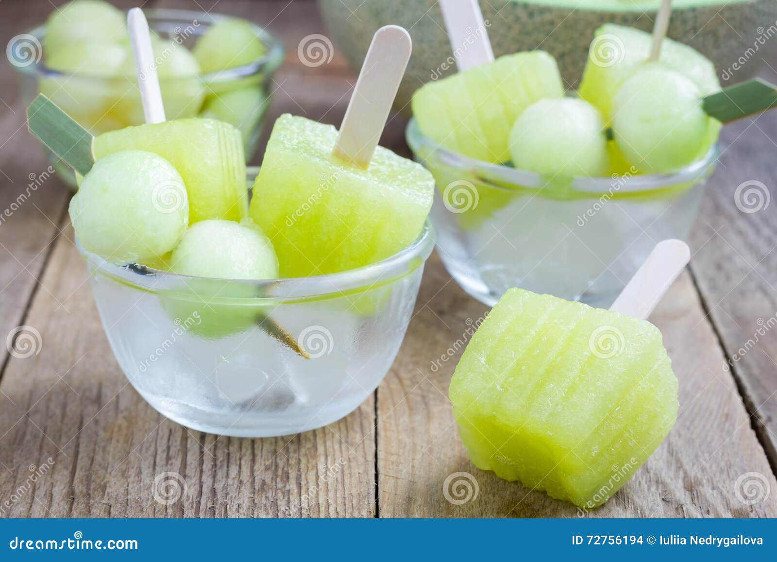 Homemade Melon Popsicles in the Glass Stock Photo - Image of menu ...
