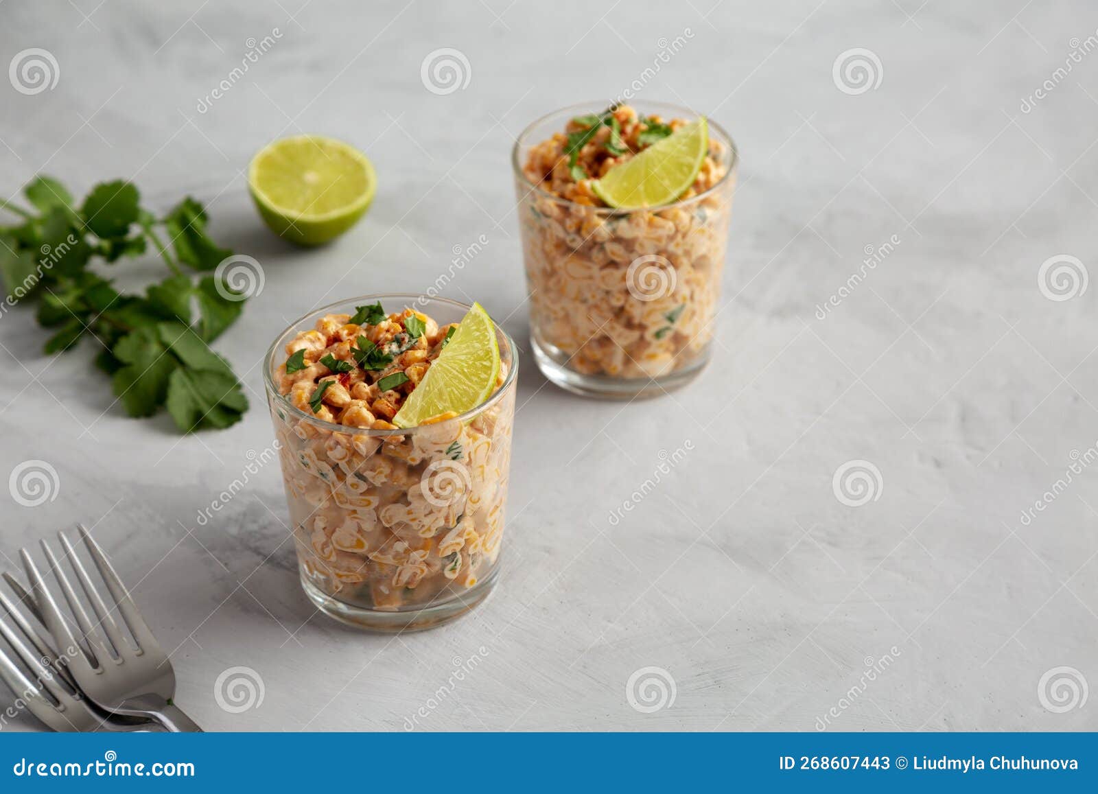 Homemade Mexican Corn Elote Esquites in Cups, Side View. Copy Space ...