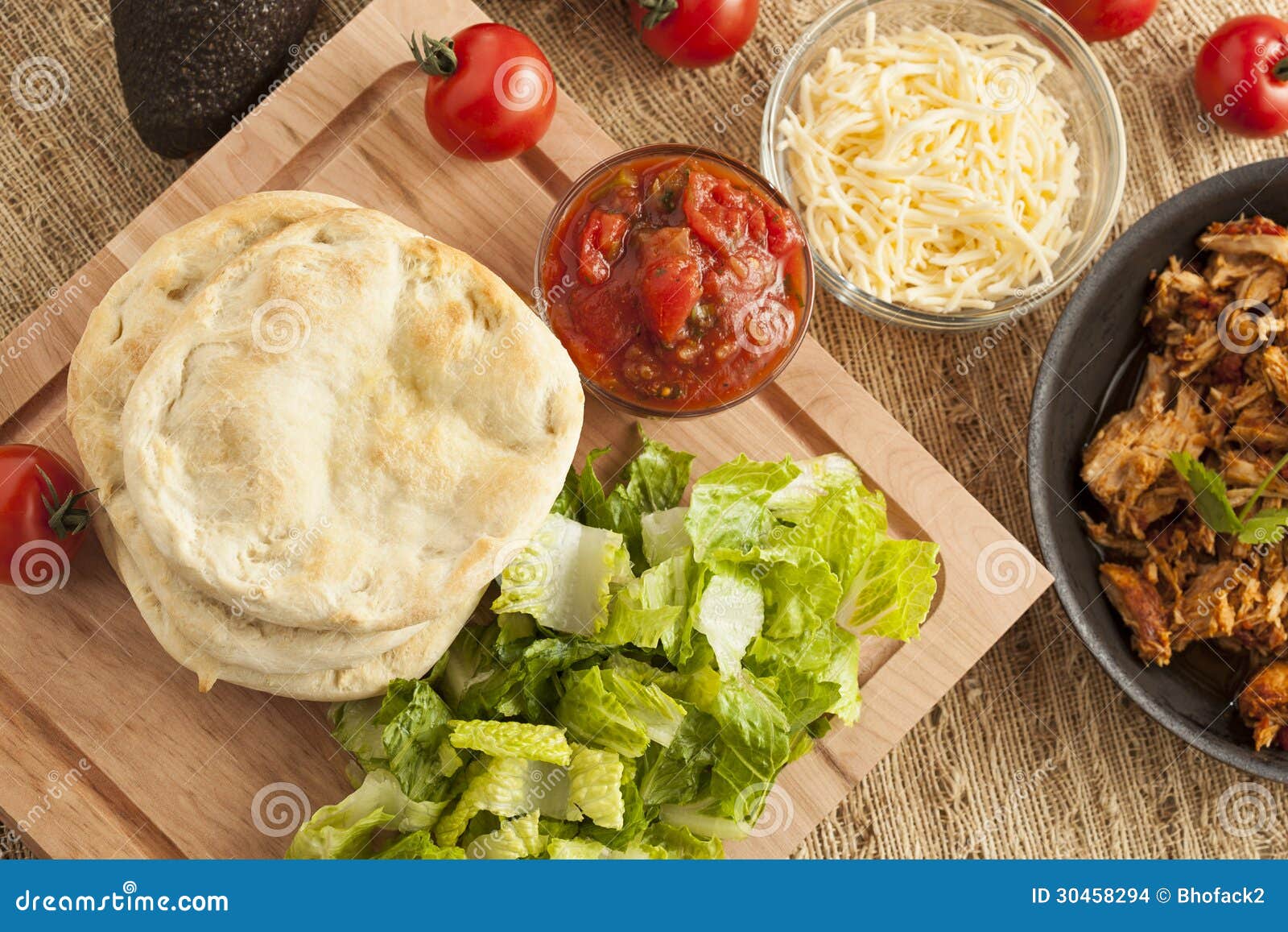 Homemade Mexican Flatbread Taco with Meat Stock Photo - Image of ...