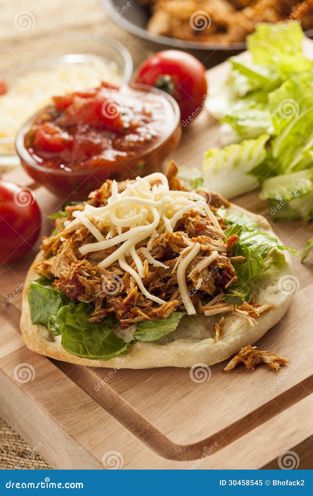 Homemade Mexican Flatbread Taco with Meat Stock Image - Image of ...