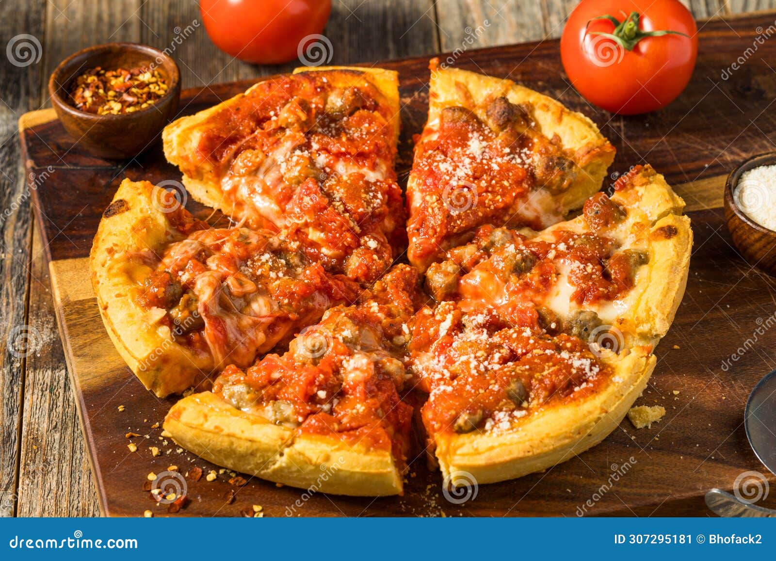 Homemade Mini Chicago Style Deep Dish Pizza Stock Image - Image of junk ...