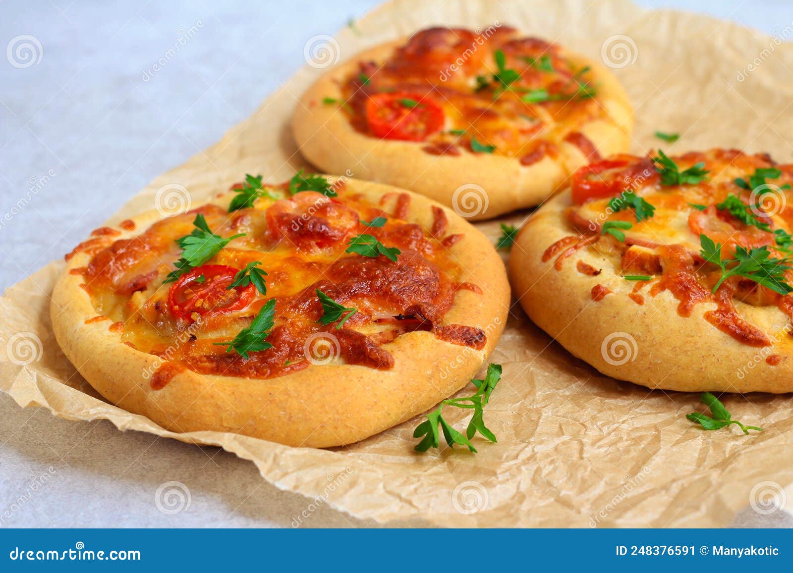 Homemade mini pizza stock image. Image of dough, meal - 248376591