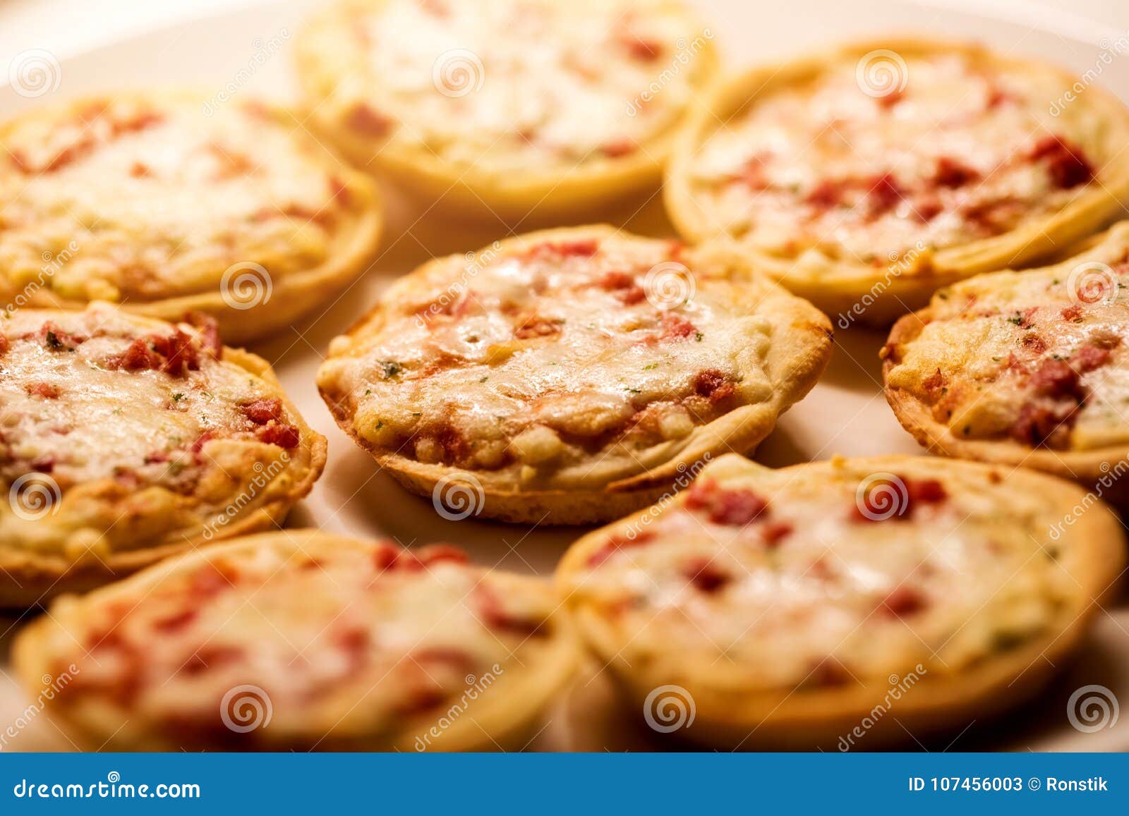 Homemade Mini Pizza Snacks on a Plate Stock Image - Image of tasty ...