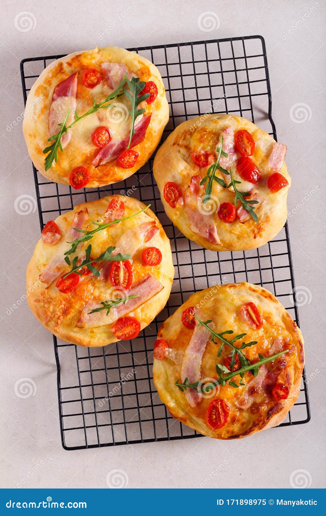 Homemade mini pizzas stock image. Image of flat, mozzarella - 171898975