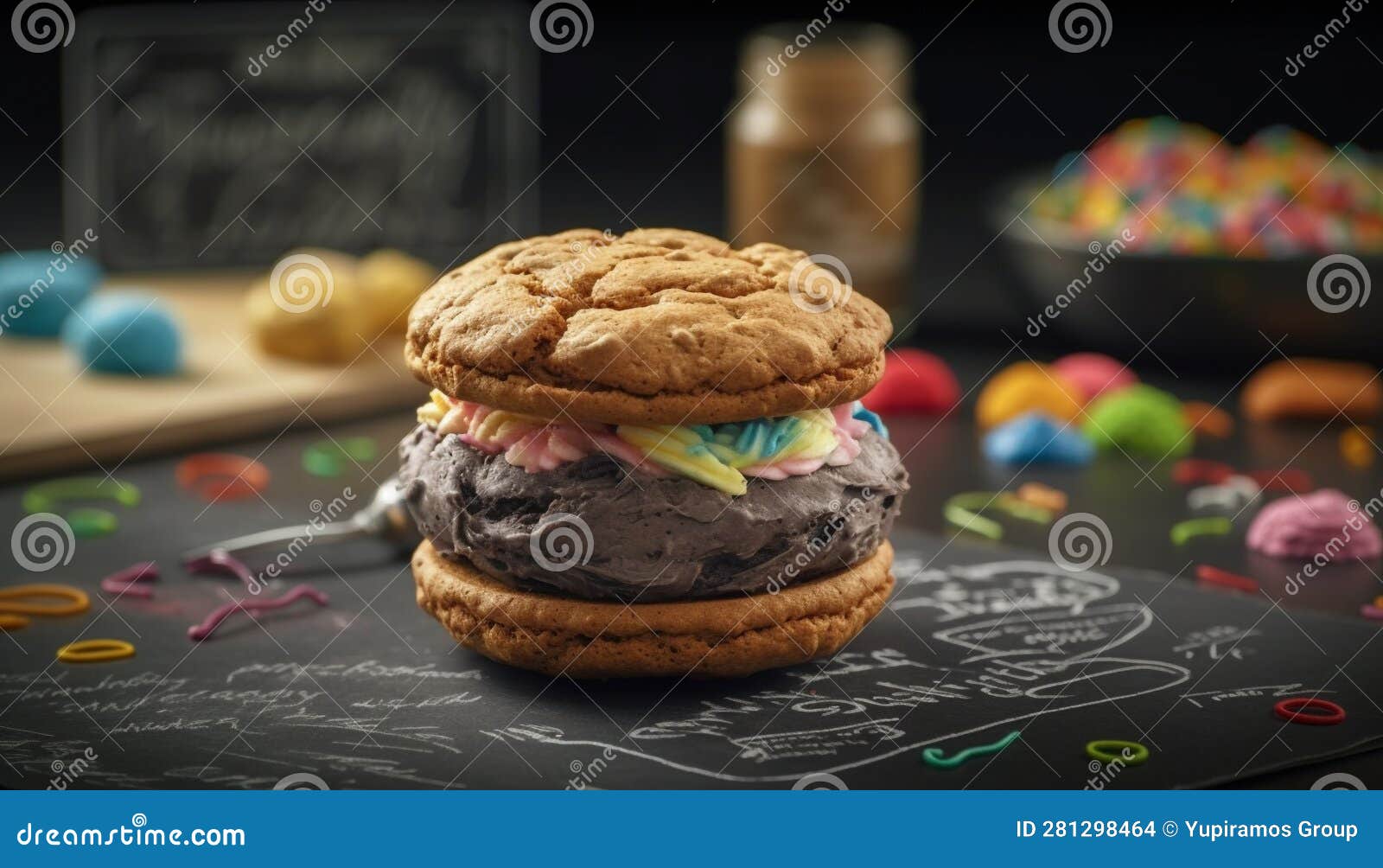 Homemade Muffin with Icing, Chocolate, and Candy Decoration Temptation ...