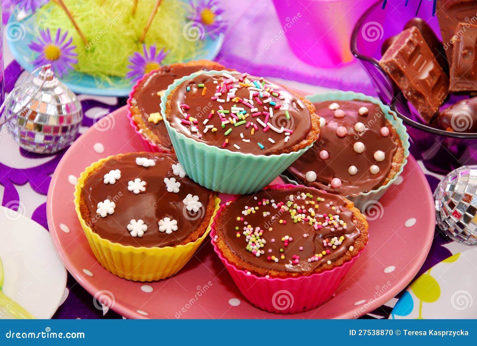 Homemade Muffins on Birthday Party Table Stock Photo - Image of baking ...