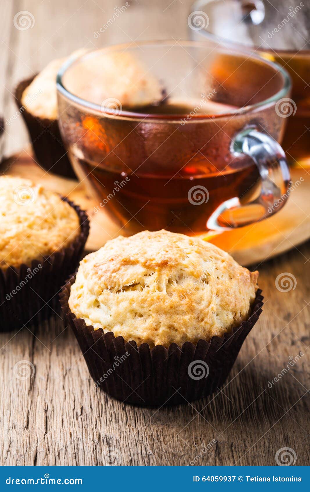 Homemade Muffins and Hot Tea Stock Image - Image of bread, healthy ...