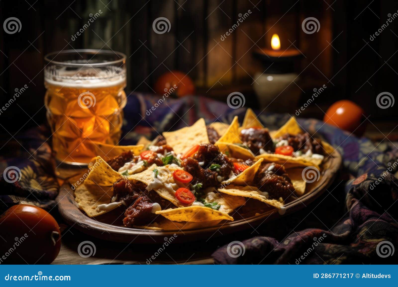 Homemade Nachos with a Cold Drink on the Side Stock Image - Image of ...