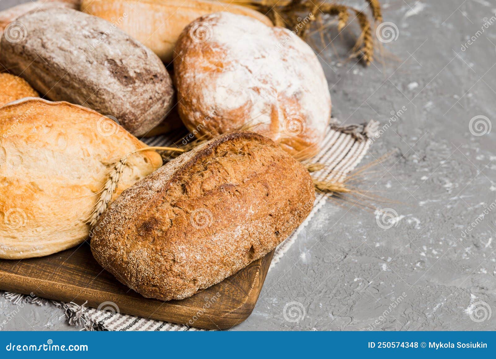 Homemade Natural Breads. Different Kinds of Fresh Bread As Background ...