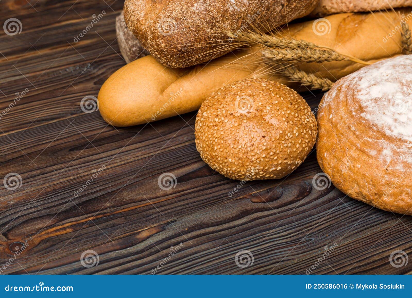 Homemade Natural Breads. Different Kinds of Fresh Bread As Background ...