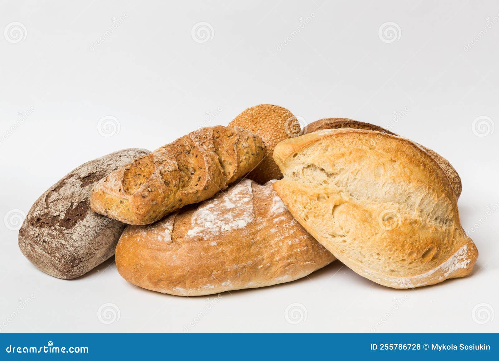 Homemade Natural Breads. Different Kinds of Fresh Bread As Background ...