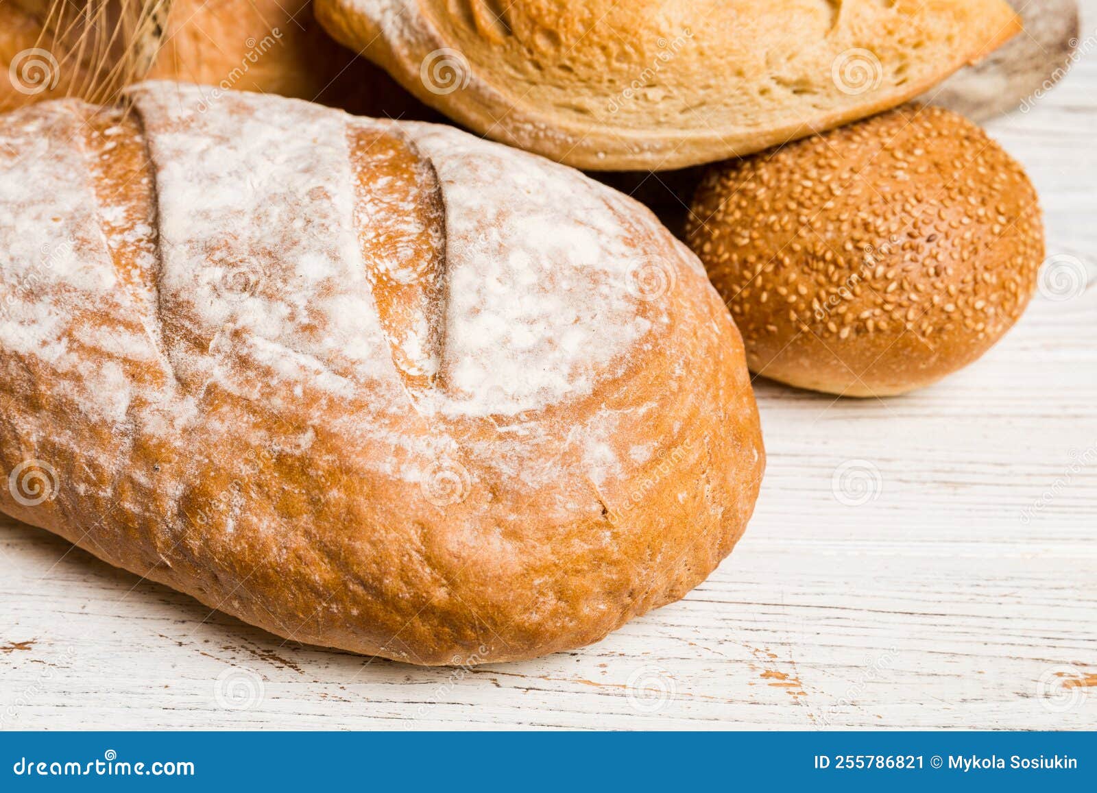 Homemade Natural Breads. Different Kinds of Fresh Bread As Background ...