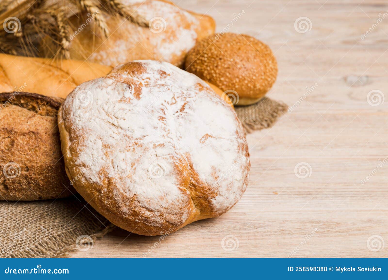 Homemade Natural Breads. Different Kinds of Fresh Bread As Background ...