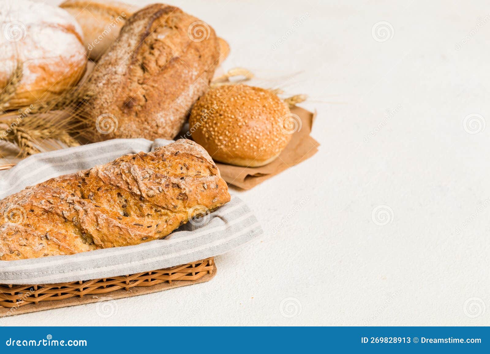 Homemade Natural Breads. Different Kinds of Fresh Bread As Background ...