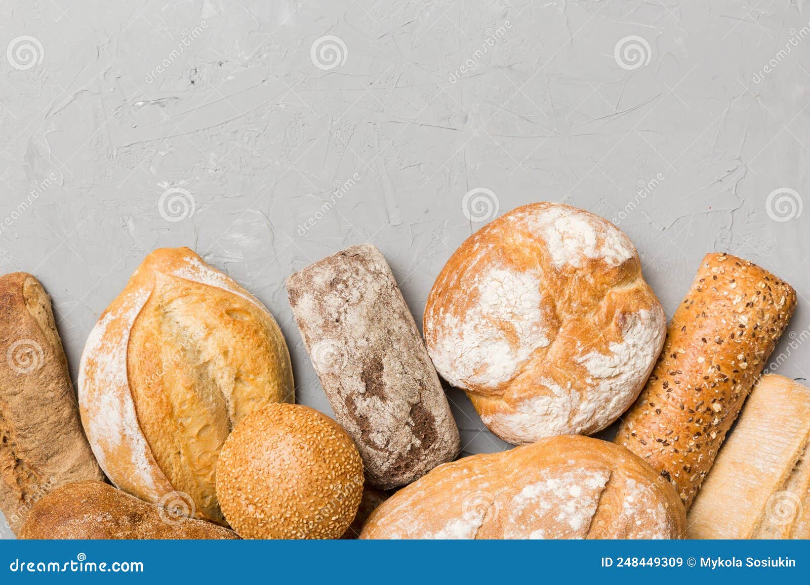 Homemade Natural Breads. Different Kinds of Fresh Bread As Background ...