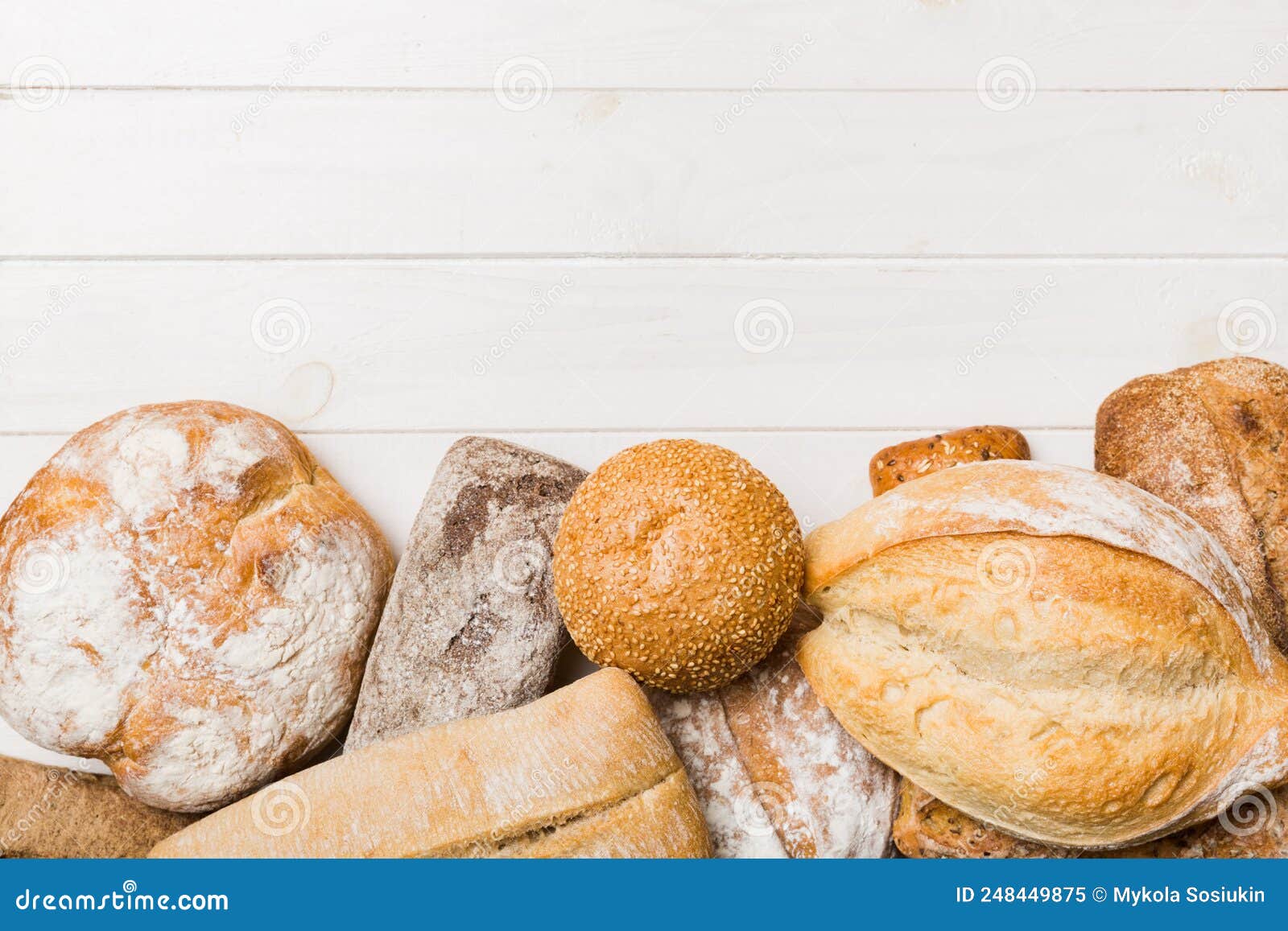 Homemade Natural Breads. Different Kinds of Fresh Bread As Background ...