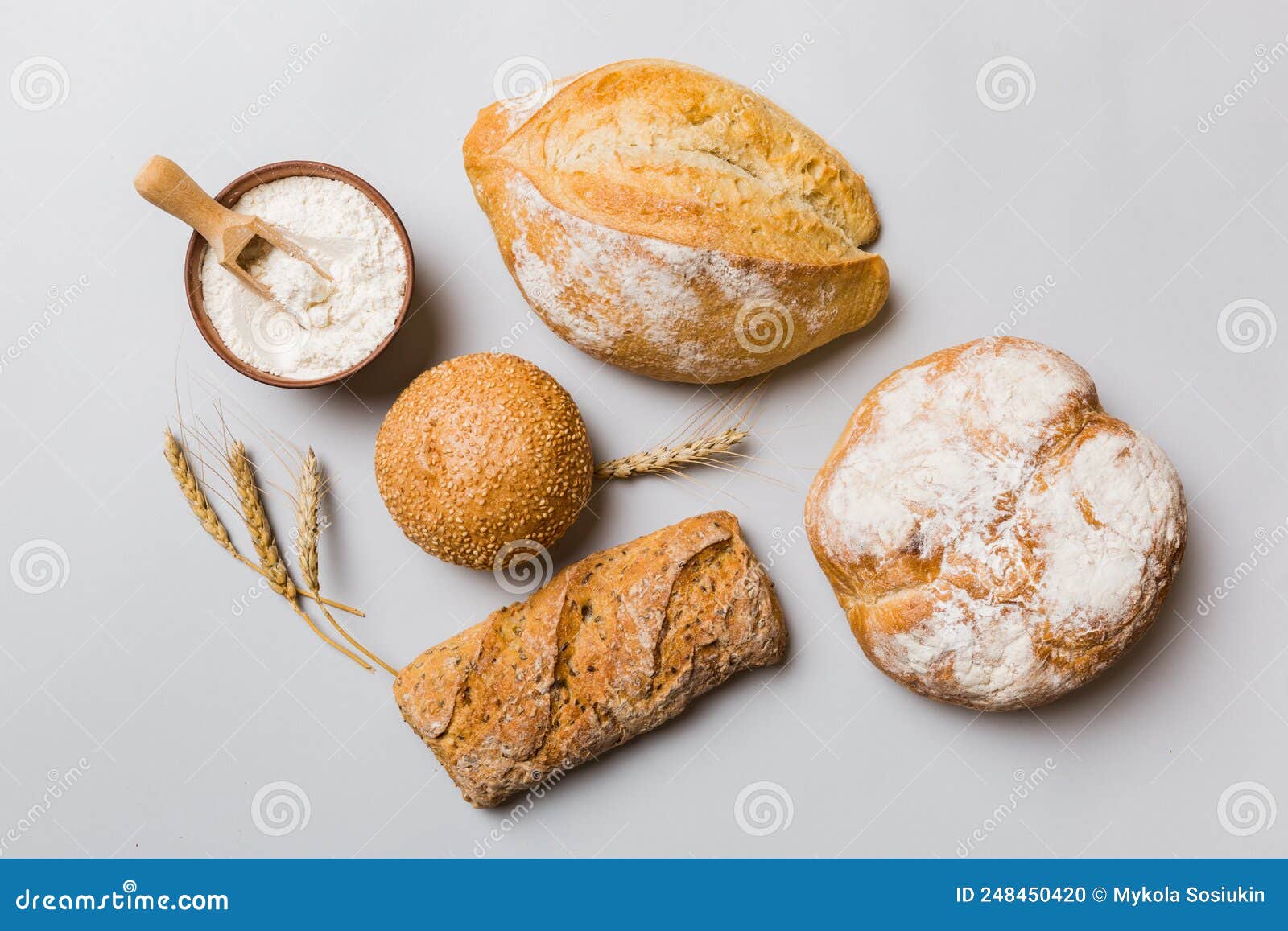 Homemade Natural Breads. Different Kinds of Fresh Bread As Background ...