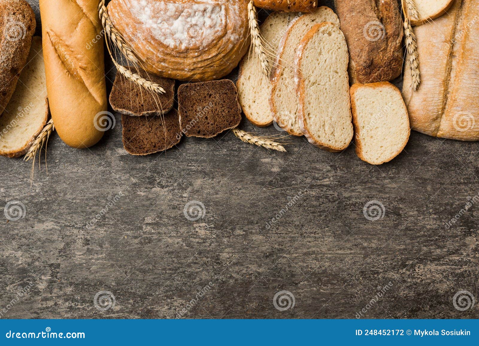 Homemade Natural Breads. Different Kinds of Fresh Bread As Background ...