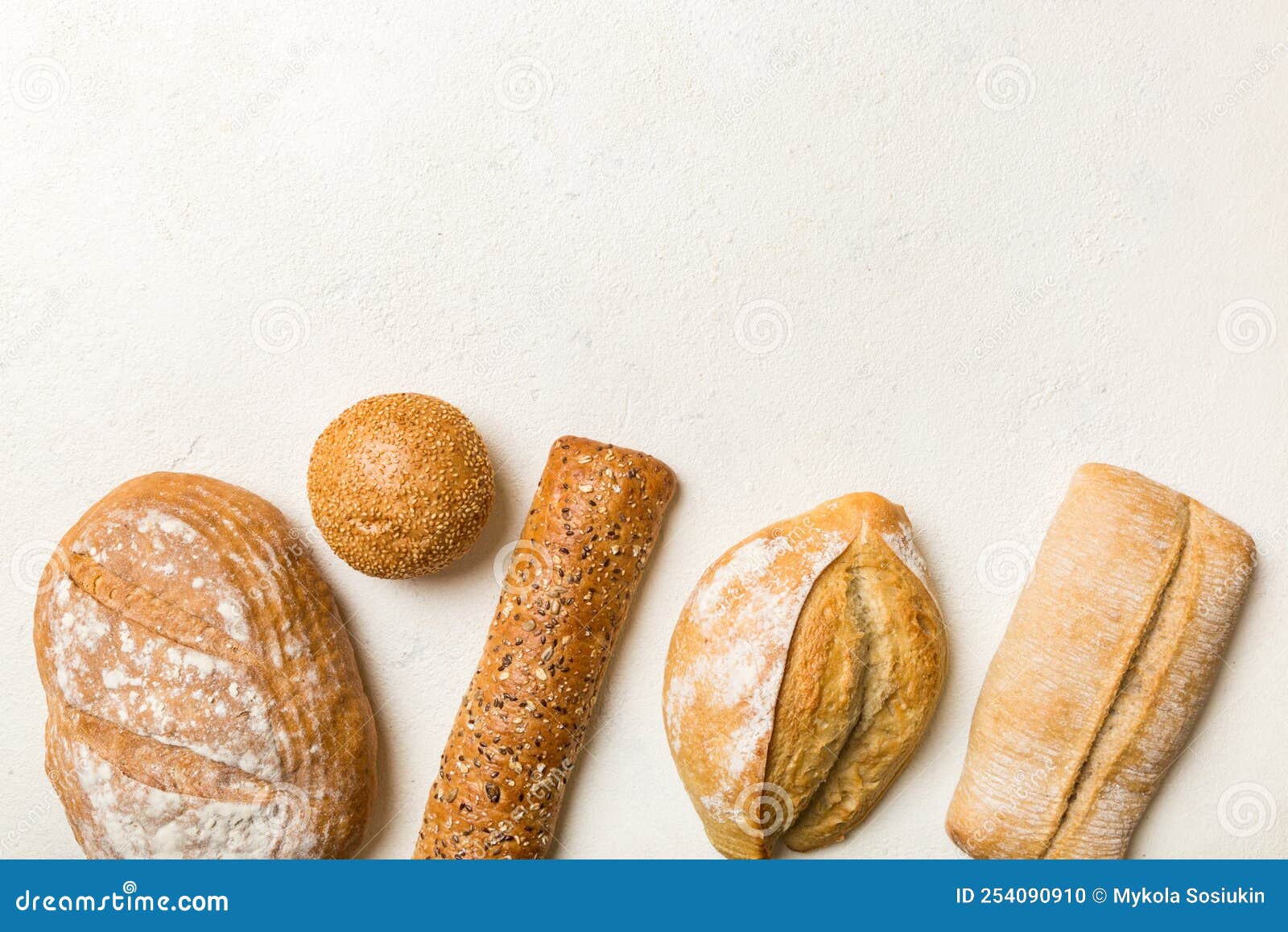 Homemade Natural Breads. Different Kinds of Fresh Bread As Background ...