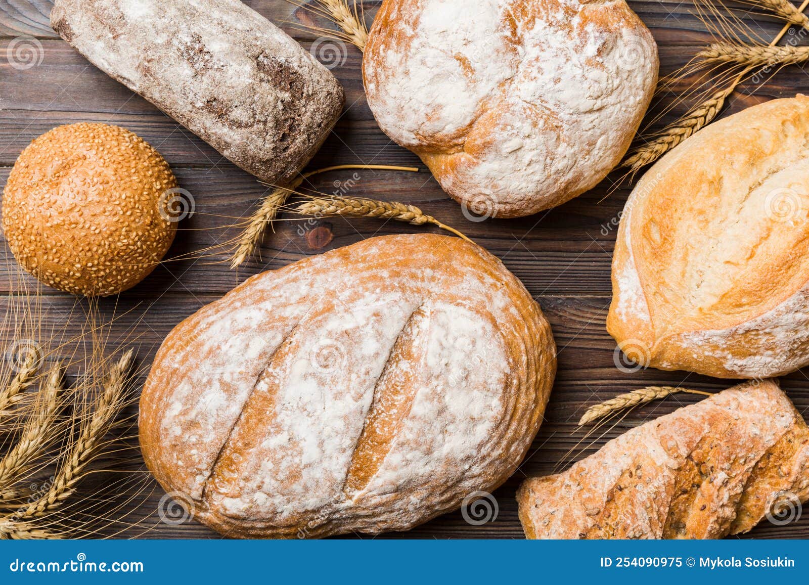 Homemade Natural Breads. Different Kinds of Fresh Bread As Background ...