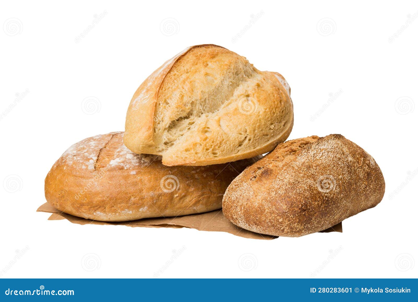 Homemade Natural Breads. Different Kinds of Fresh Bread Isolated on ...