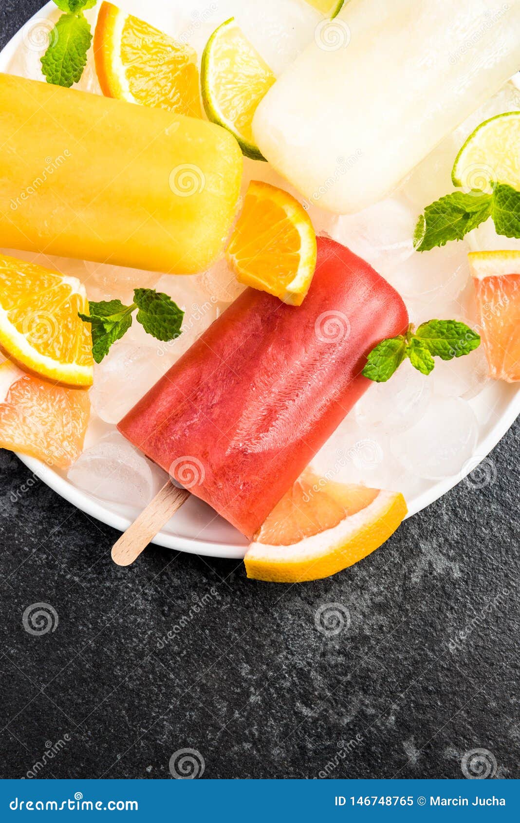Homemade Natural Juice Popsicles on Plate Stock Image - Image of fresh ...