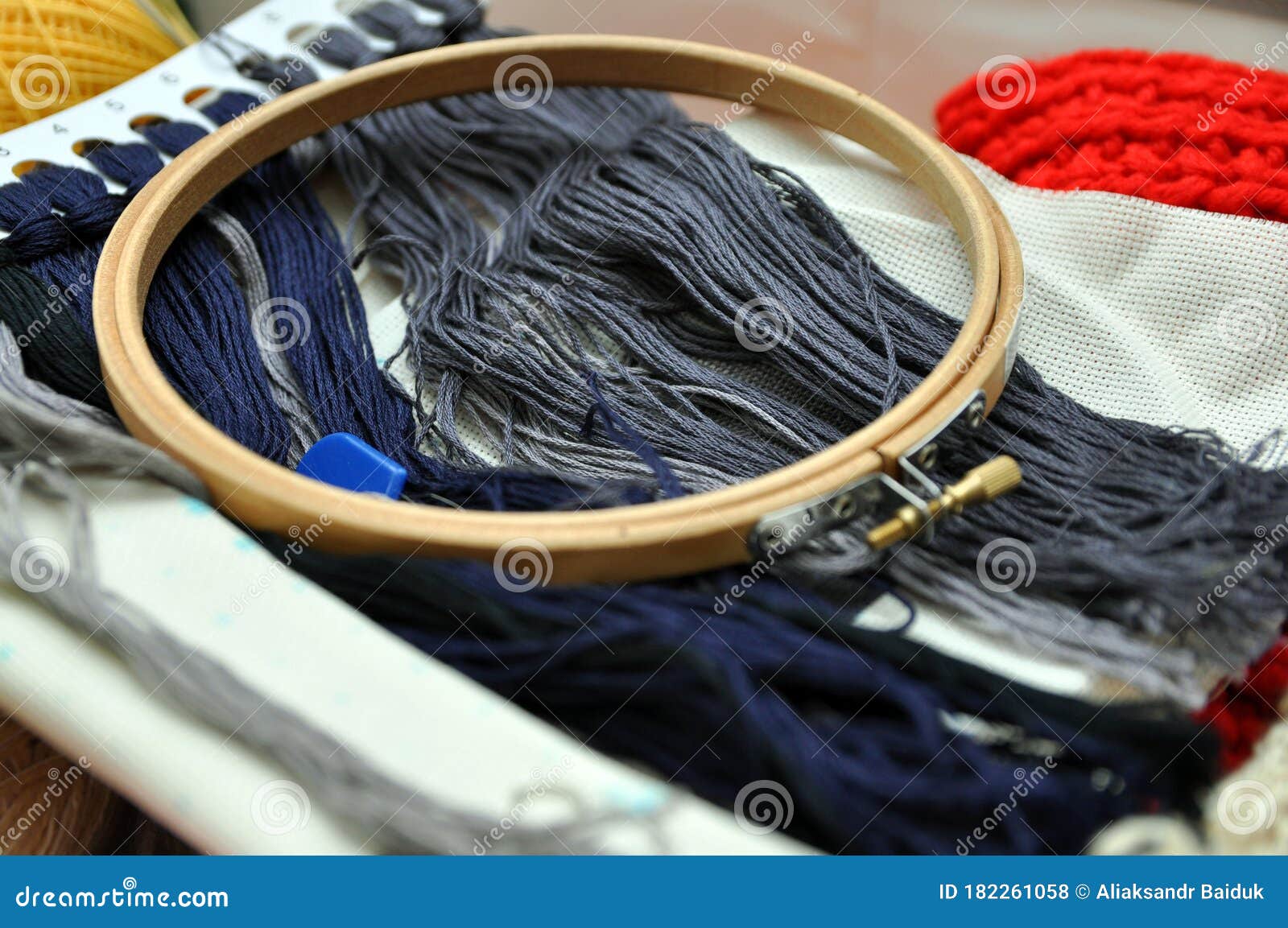 Homemade Needlework. Embroidery Kit, Linen, Hoop, Multi-colored Threads ...