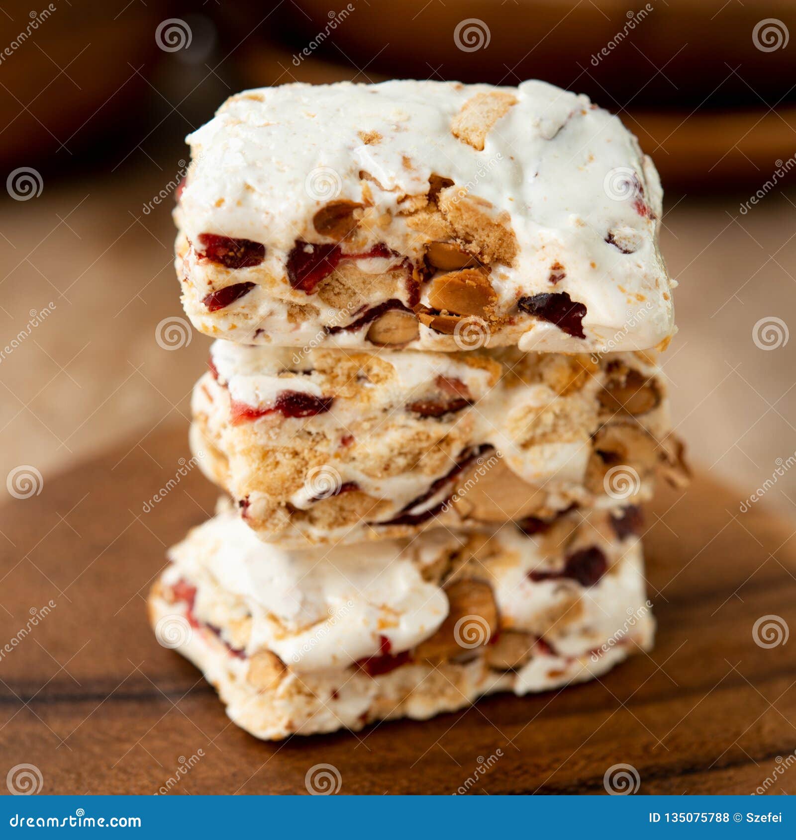 Homemade nougat bar stock photo. Image of confections - 135075788