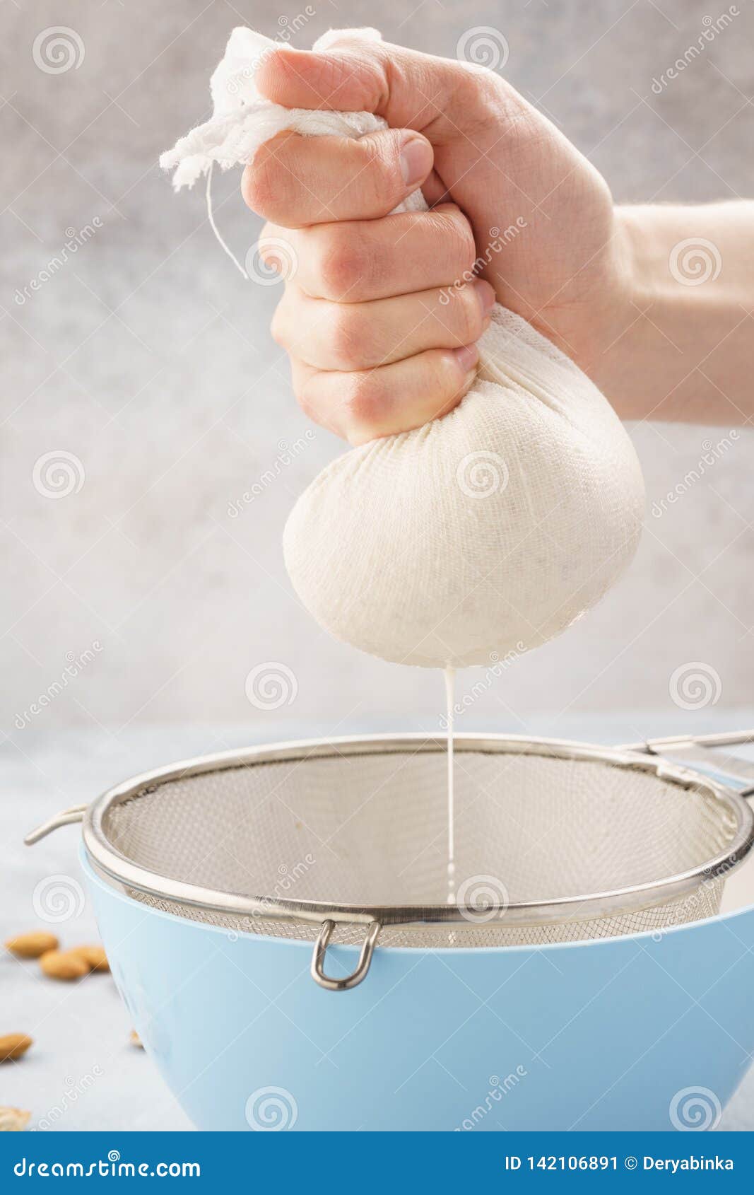 Homemade Nut Milk Making Process. Step by Step Recipe Stock Image ...