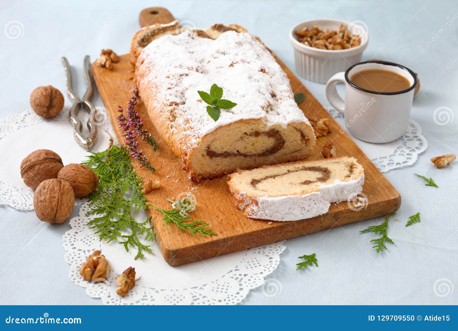 Homemade nut roll stock photo. Image of filled, powdered - 129709550