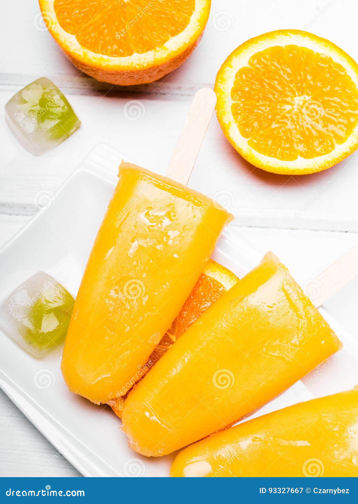 Homemade Orange Ice Cream on a Stick Stock Image - Image of background ...