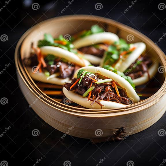 Homemade Organic Pulled Beef Bao Buns Stock Illustration - Illustration ...