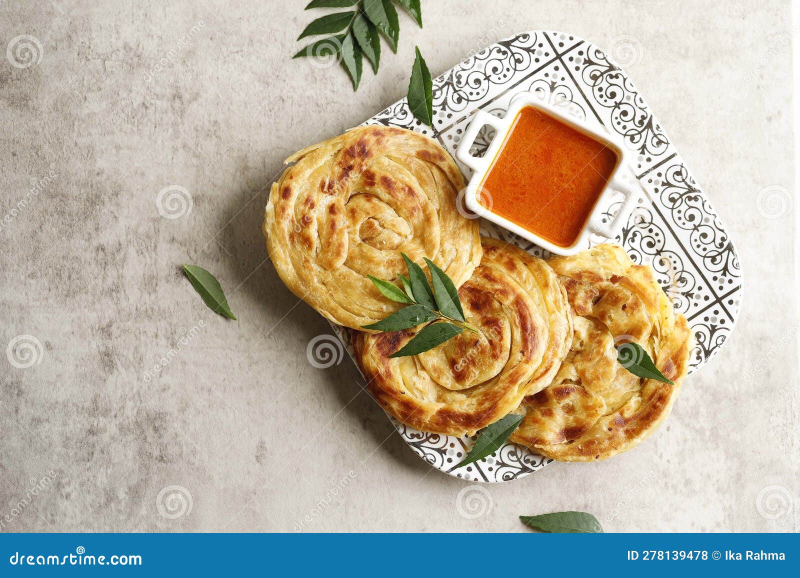 Homemade Paratha Bread with Curry Stock Photo - Image of masala ...