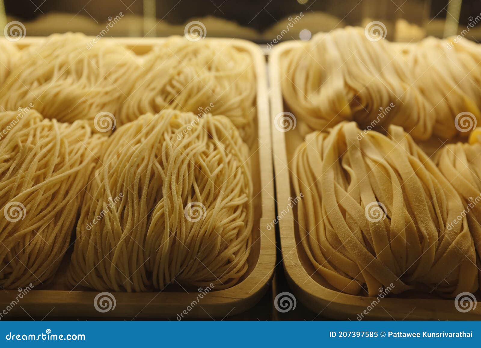 Homemade Pasta Process. Finished Feash Pasta on Refrigerator Stock ...